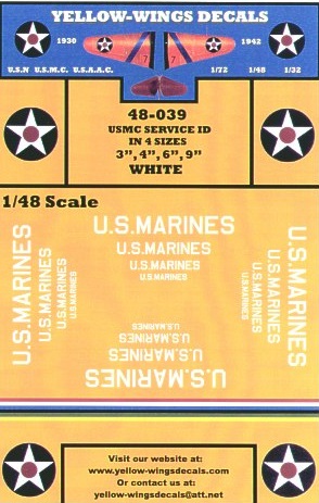 Yellow Wings 48039 U.S. Marines (USMC) lettering in 4 sizes 3', 4', 6', 9' White