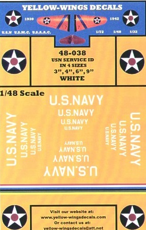 Yellow Wings 48038 US Navy lettering in 4 sizes 3', 4', 6', 9' White