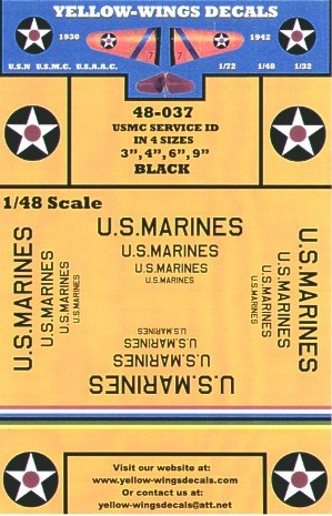 Yellow Wings 48037 U.S. Marines (USMC) lettering in 4 sizes 3', 4', 6', 9' Black