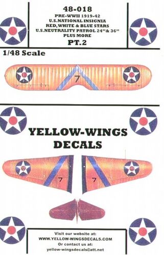 Yellow Wings 48018 US National Insignia (Part 2) 1919-1942: Neutrality Patrol Stars with Red Centres 24', 36', 45' and 48'