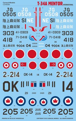 Caracal Models 48086 Beechcraft T-34 A Mentor International Decals