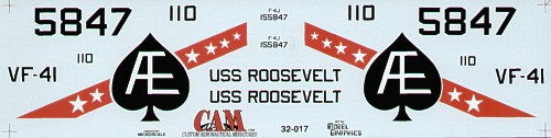 CAM 32017 McDonnell F-4 J Phantom - 155847 AE/110 VF-41 Black Aces USS Roosevelt