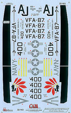 CAM 32103 McDonnell-Douglas F/A-18 C Hornet - 164632 AJ/400 VFA-87 Golden Warriors USS Theodore Roosevelt 1999