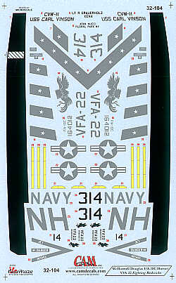 CAM 32104 McDonnell-Douglas F/A-18 C Hornet - 164012 NH/314 VFA-22 Fighting Redcocks USS Carl Vinson 1999