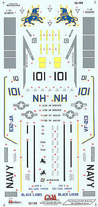 CAM 32108 Grumman F-14 D Tomcat - 163893 NH/101 VF-213 Black Lions USS Carl Vinson 1999 Low vis