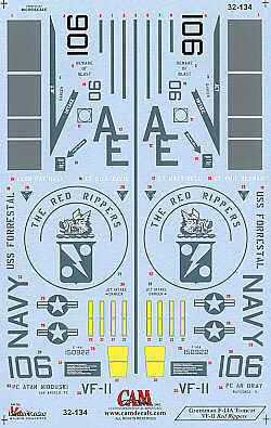 CAM 32134 Grumman F-14 A Tomcat - 150922 AE/106 VF-11 Red Rippers USS Forrestal 1991