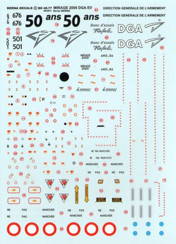 Berna Decals 48077 Dassault Mirage 2000 DGA EV (flight trials)