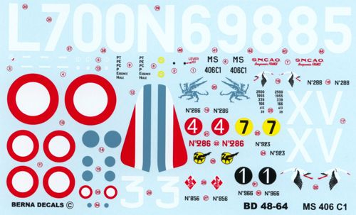 Berna Decals 48064 Morane-Saulnier MS.406C1 Aces Decals