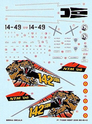 Berna Decals 48043 Dassault Mirage F.1 M Ala de Caza 14, 14-49 Nato Tiger Meet 2006 Albacete