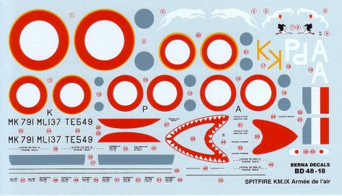 Berna Decals 48018 Supermarine Spitfire LF Mk.IX (3 schemes)