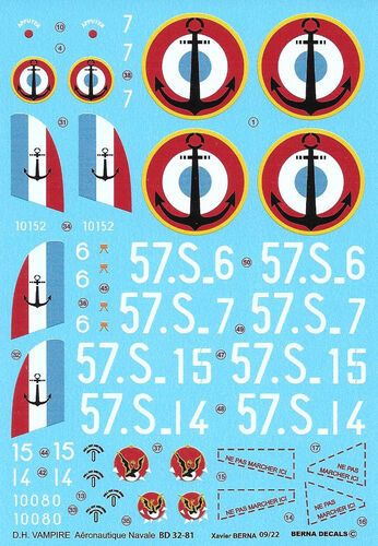 Berna Decals 32081 De Havilland Vampire Mk.5 in French Aeronavale