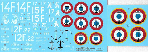 Berna Decals 32079 Vought AU-1 and F4U-7 Corsair - French Aeronavale (4 schemes)