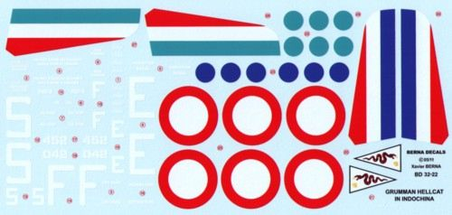 Berna Decals 32022 Grumman F6F-5 Hellcat Armee de l'air in Indochina (3 schemes)