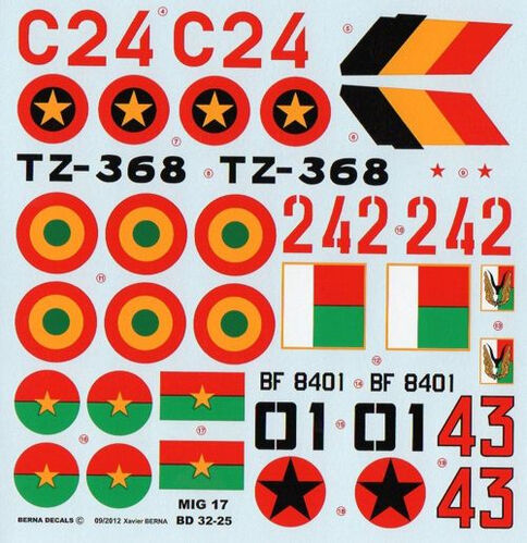 Berna Decals 32025 African Air Forces Mikoyan MiG-17