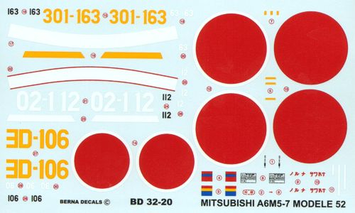 Berna Decals 32020 Mitsubishi Zero A6 M 5/7 Model 52-63