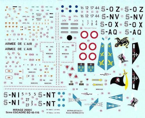 Berna Decals 48116 Dassault Mirage 2000C 5eme Escadre Decals