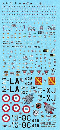 Berna Decals 48136 Dassault Mirage III E Armee de l'Air Part 1