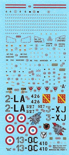 Berna Decals 72111 Dassault Mirage III E Armee de l'Air Part 1