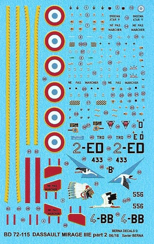 Berna Decals 72115 Dassault Mirage III E Armee de l'Air Part 2