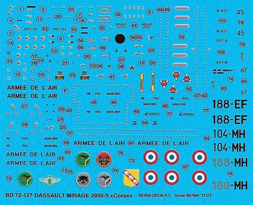 Berna Decals 72127 Dassault Mirage 2000-5F 'Corse' Decals