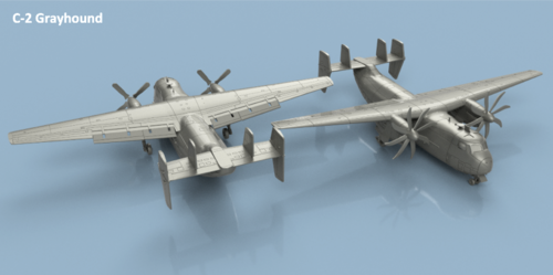 L'Arsenal 2.0 3D400118 Grumman C-2 Greyhound unfolded wings (2 planes)
