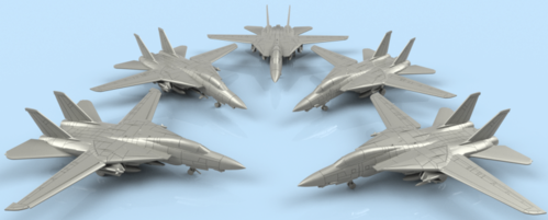 L'Arsenal 2.0 3D400082 Grumman F-14 D Tomcat unfolded wings (5 planes)