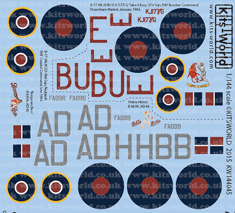 Kits World 144045 Boeing B-17 Mk.III Decal Sheet (Kit II)
