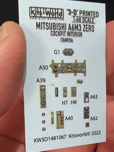 Kits World 3D1481067 Mitsubishi A6M3 Zero 3D cockpit interior items (for Tamiya kits)