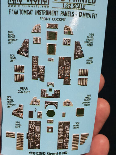 Kits World 3D1321013 Grumman F-14A Tomcat (screens off) 3D Full colour Instrument Panel (for Tamiya kits)