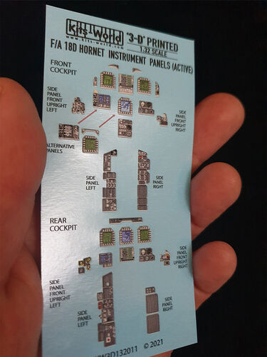 Kits World 3D1321011 McDonnell-Douglas F/A-18D Hornet Instrument Panel (screens on) (for Academy 2118 kit)