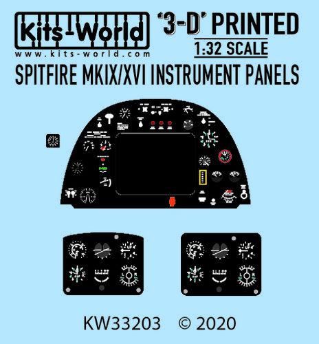 Kits World 3D1321003 Supermarine Spitfire Mk.IX / XVI 3D Full colour Instrument Panel (for Revell and Tamiya kits)