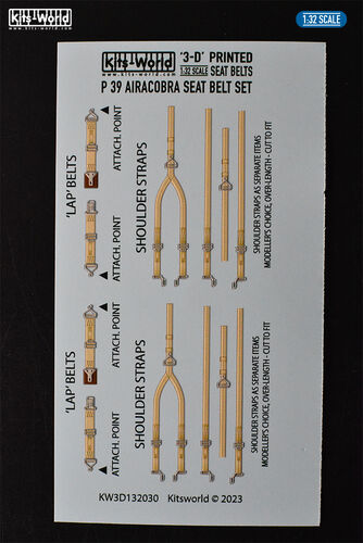 Kits World 3D132030 Lockheed P-39 Airacobra - Seat Belt decals (for Special Hobby kits)