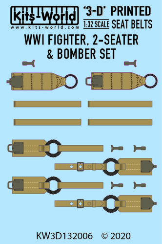 Kits World 3D132006 WWI Fighter Set - German 2-seater and Bomber Set. Full Colour 3D WWI Seat Belt decals.