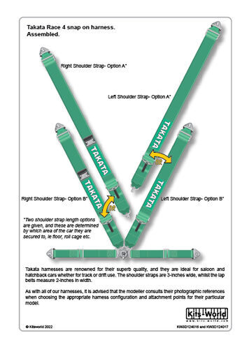 Kits World 3D124017 3D Printed Racing Harness Decals Takata Race 4-Snap Harness (Black)