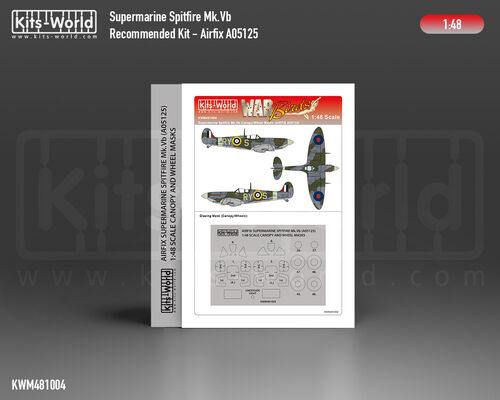 Kits World M481004 Supermarine Spitfire Mk.Vb wheels and canopy paint mask outside only (for Airfix 05125 kit)