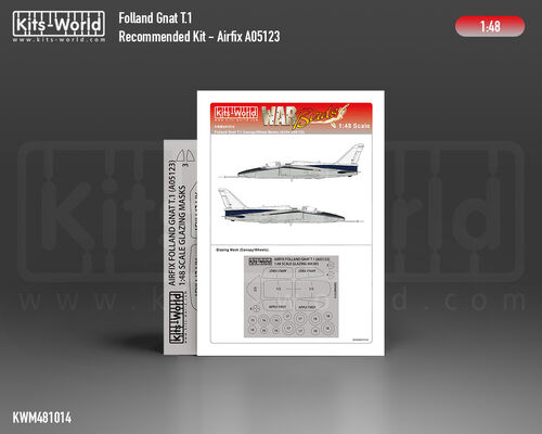 Kits World M481014 Folland Gnat T.1 wheels and canopy paint mask outside only (for Airfix 05123 kit)