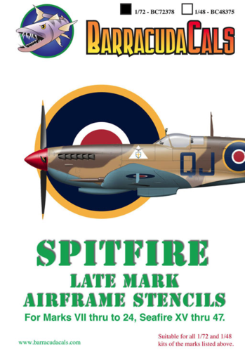 Barracuda Studios C72378 Spitfire Later Marks Airframe Stencils