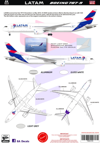 8aDecs 7909-416-200 Boeing 787-9 LATAM