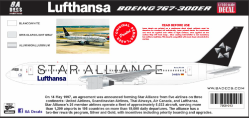 8aDecs 7909-13-200 Boeing 767-300 Star alliance Lufthansa