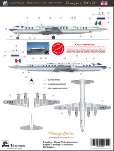 8aDecs 7909-142-144 Douglas DC-7c CMA