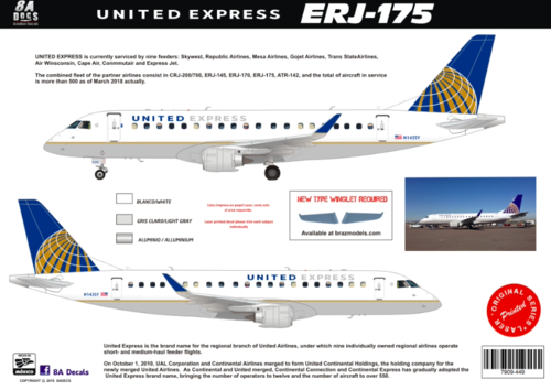 8aDecs 7909-449-100 United Express ERJ-175 Tamiya
