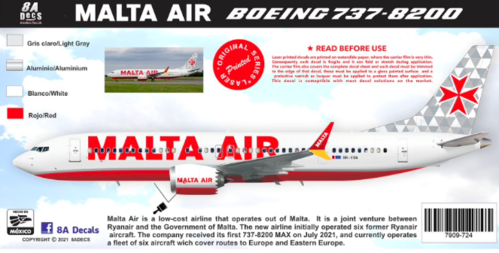 8aDecs 7909-724-200 Air Malta 737 Max