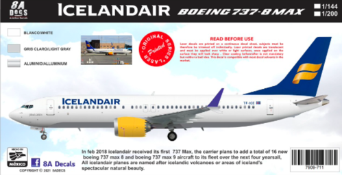 8aDecs 7909-711-200 Iceland Air 737-8 Max