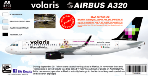 8aDecs 7909-696-200 Volaris A320 Frida The Rescue Dog