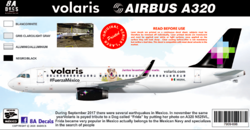 8aDecs 7909-696-144 Volaris A320 Frida The Rescue Dog