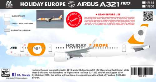 8aDecs 7909-618-144 Holiday Europe A321 Neo