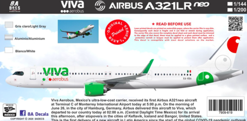 8aDecs 7909-619-144 Viva Aerobus A321 Neo