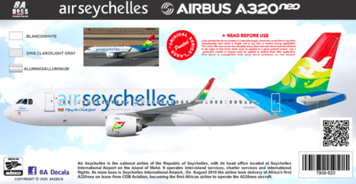 8aDecs 7909-620-144 Air Seychelles A320 Neo