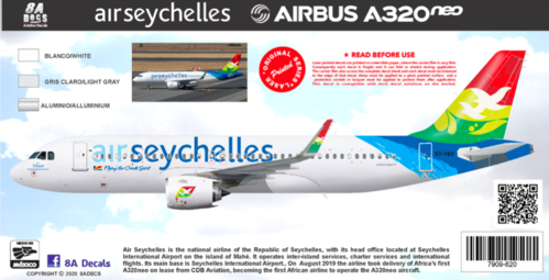8aDecs 7909-620-200 Air Seychelles A320 Neo