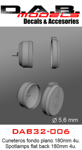 DAB Models 32-006 Spotlamps flat back 180mm